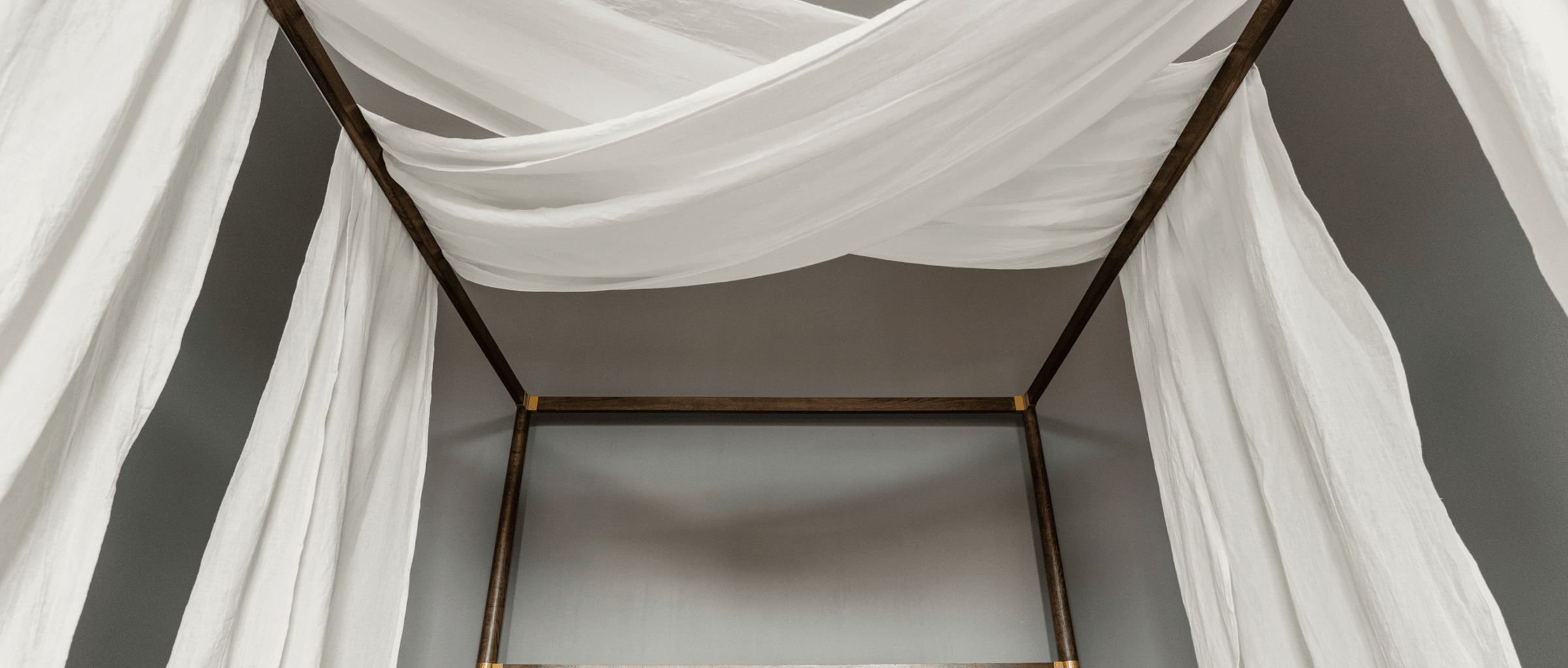 100% Canopy Bed Linen Curtains – Dusty Linen